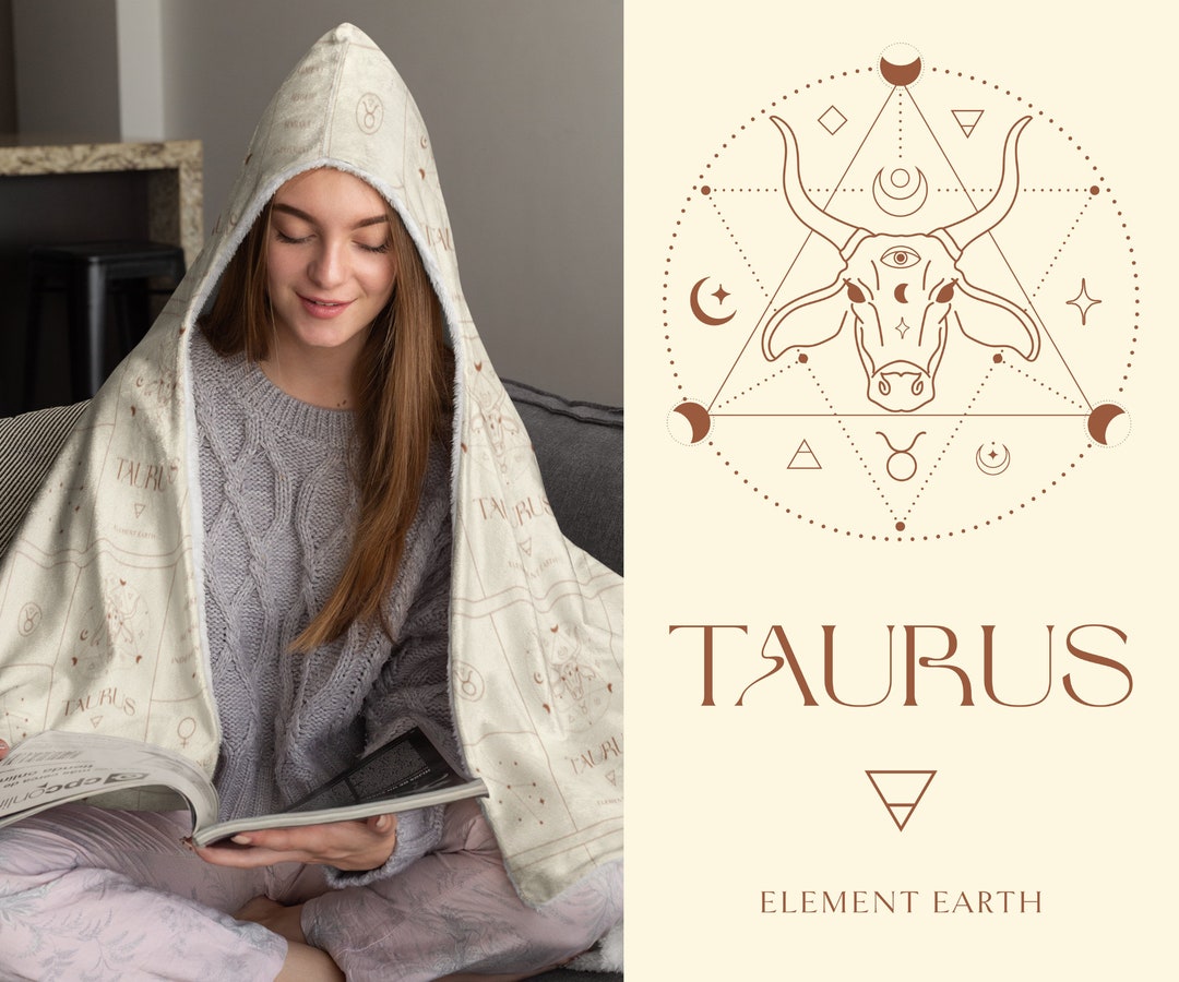 Taurus Hooded Blanket, Zodiac Sign Wearable Blanket Hoodie Sherpa ...