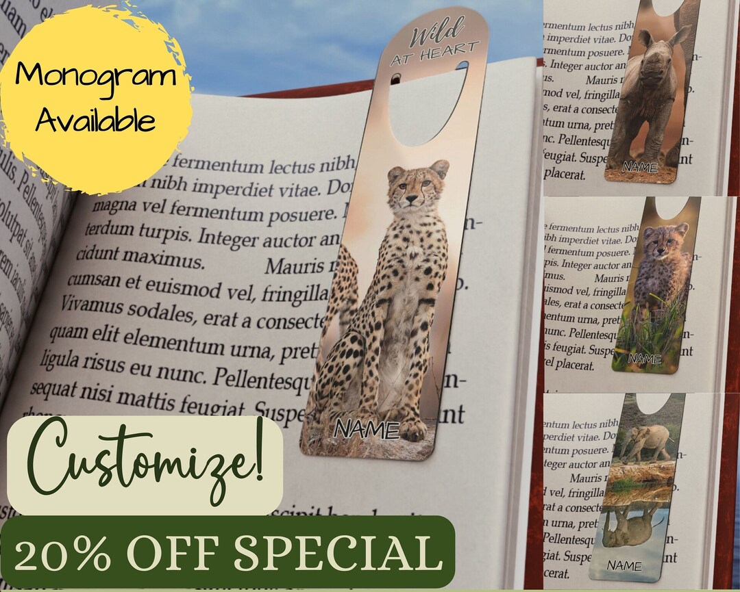 Cheetah Cute Bookmark Custom Name Photo Bookmark for Men Gift Under 20 ...