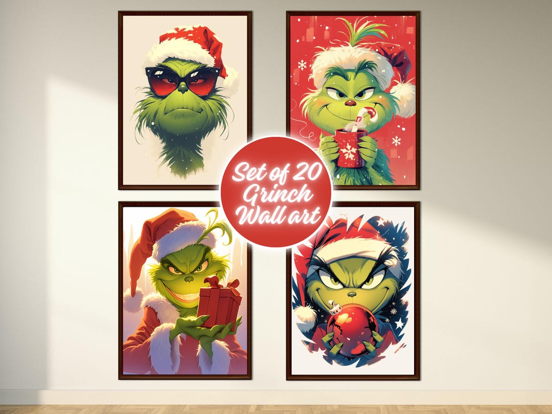 Grinch Gallery Set, 20 Art Prints, Christmas Wall Art, Grinch Home ...