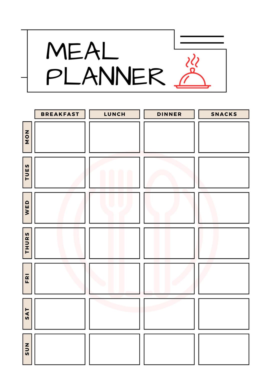 Printable Weekly Meal Planner for Easy and Organized Meal Prepping ...
