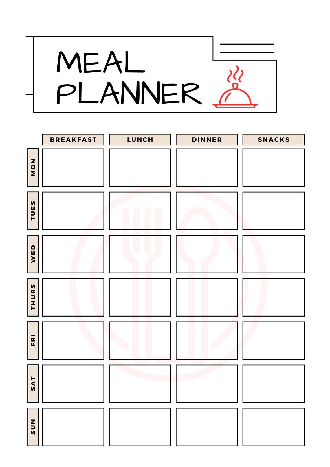 Printable Weekly Meal Planner for Easy and Organized Meal Prepping ...