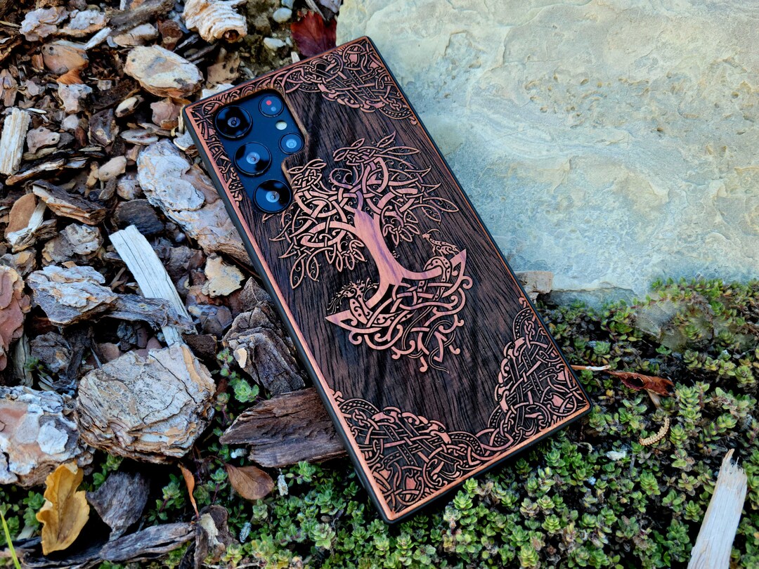 World Tree Engraved Wood Phone Case Available for Iphone, Galaxy S ...