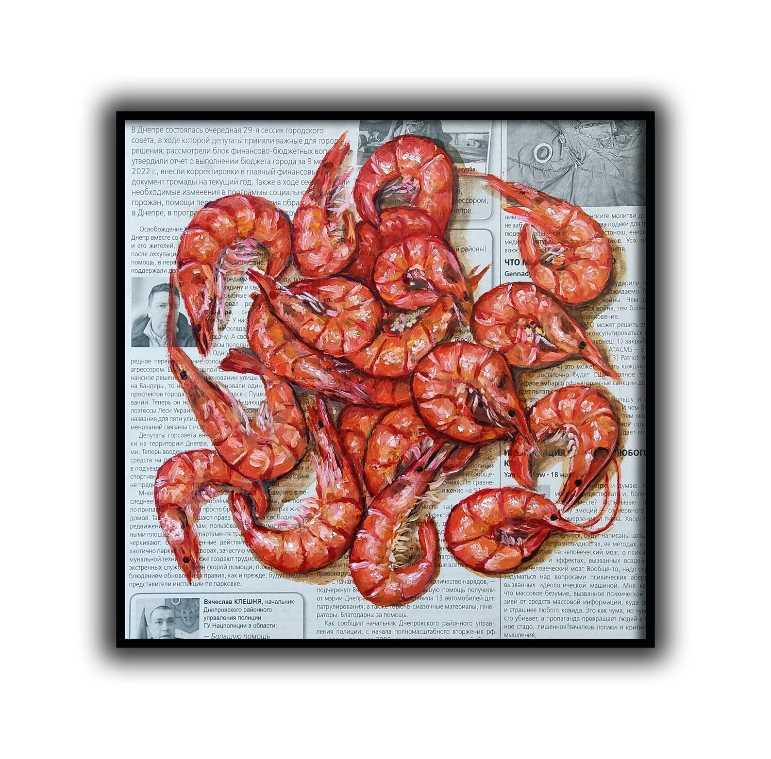 Catch of the Day Fine Newspaper Art Seafood Wall Decor With Shrimps in ...