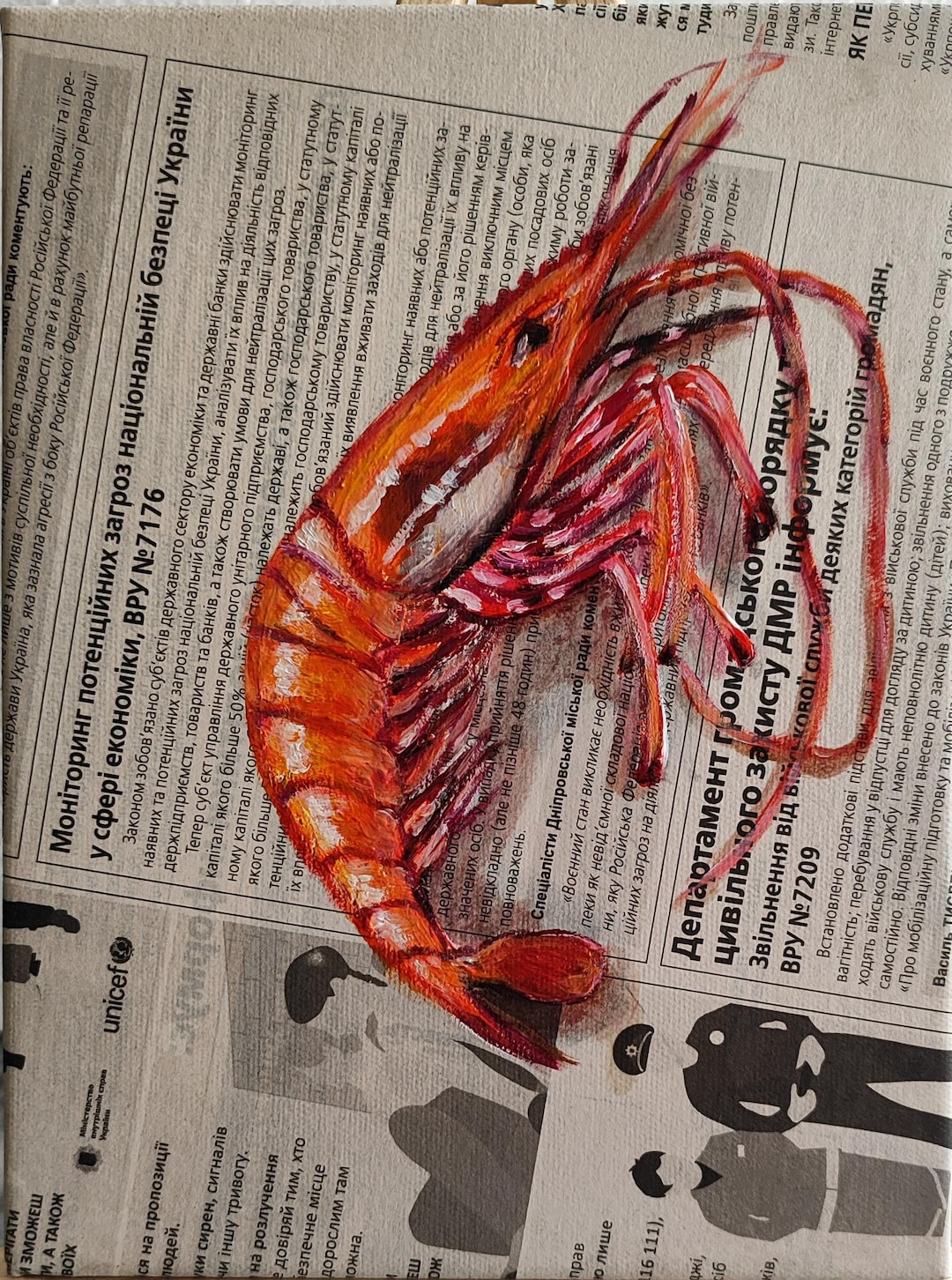 Shrimps Original Oil Painting Fish Art Shrimps Art Seafood Paintings ...