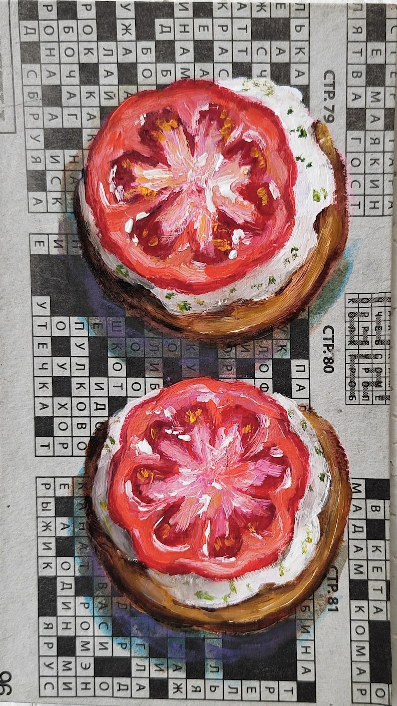 Tomato Sandwich Original Oil Painting Vegetable Sandwich Art Food ...