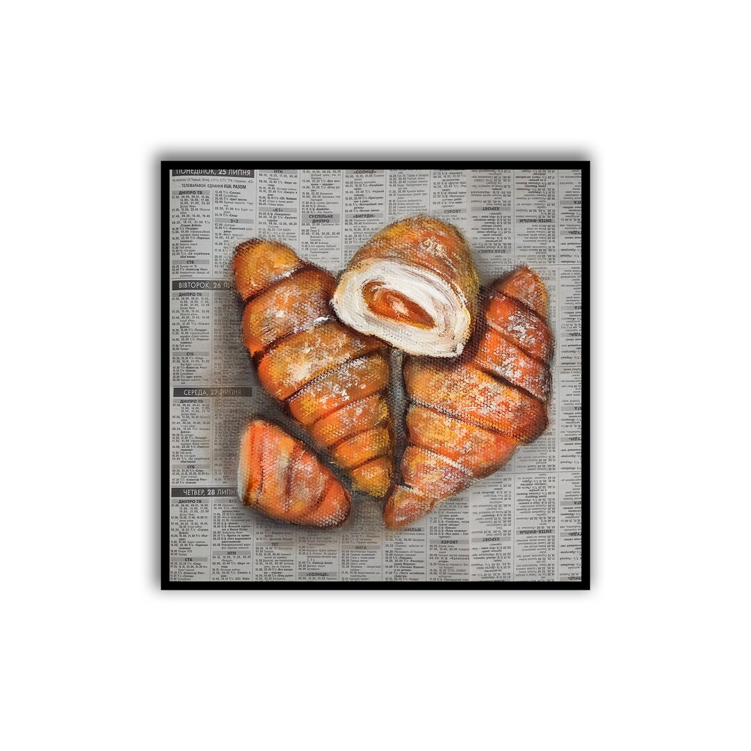 Croissant Art Food Wall Art Original Oil Painting French Breakfast ...