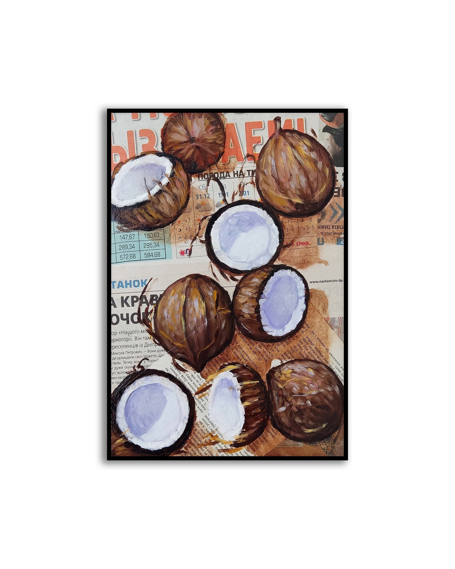 Coconut Painting Fruit Art Fruit Painting Original Oil Painting ...