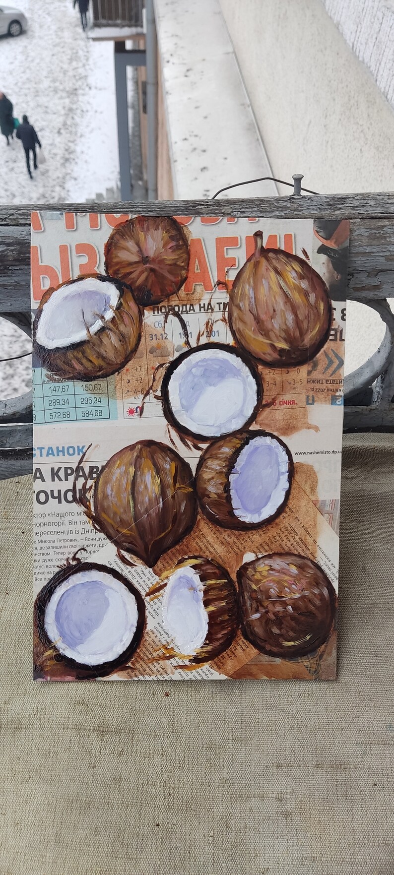 Coconut Painting Fruit Art Fruit Painting Original Oil Painting ...