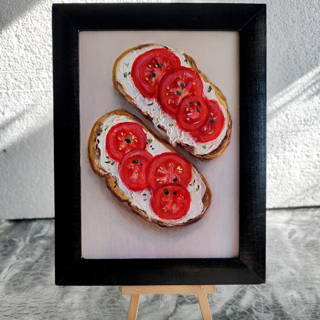 Tomato Sandwich Original Oil Painting Vegetable Sandwich Art Food ...