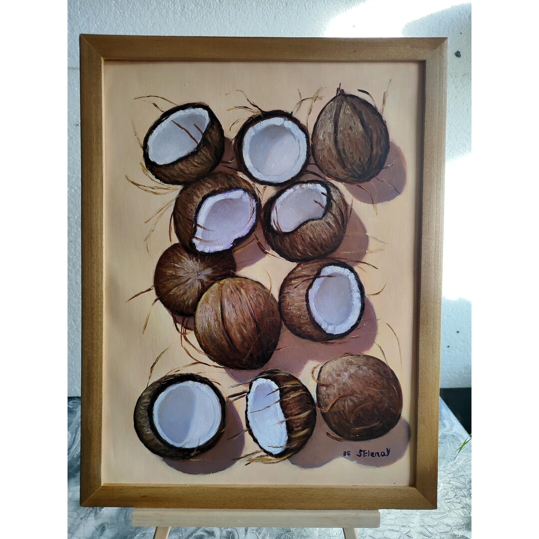 Coconut Painting Coconut Wall Art Fruit Painting Coconut Original Oil ...