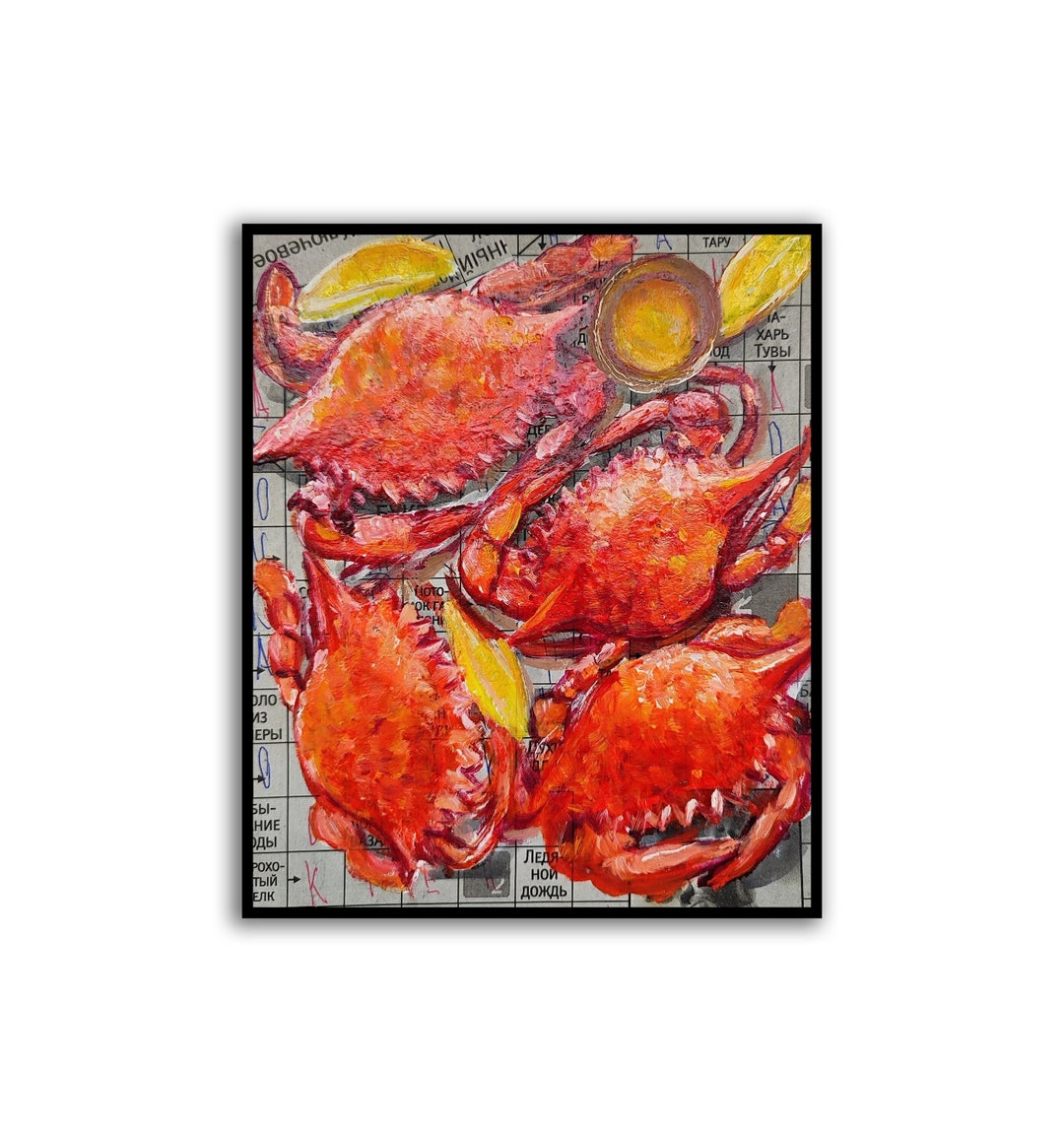 Crabs Painting Original Oil Painting Seafood Artwork Coastal Painting ...
