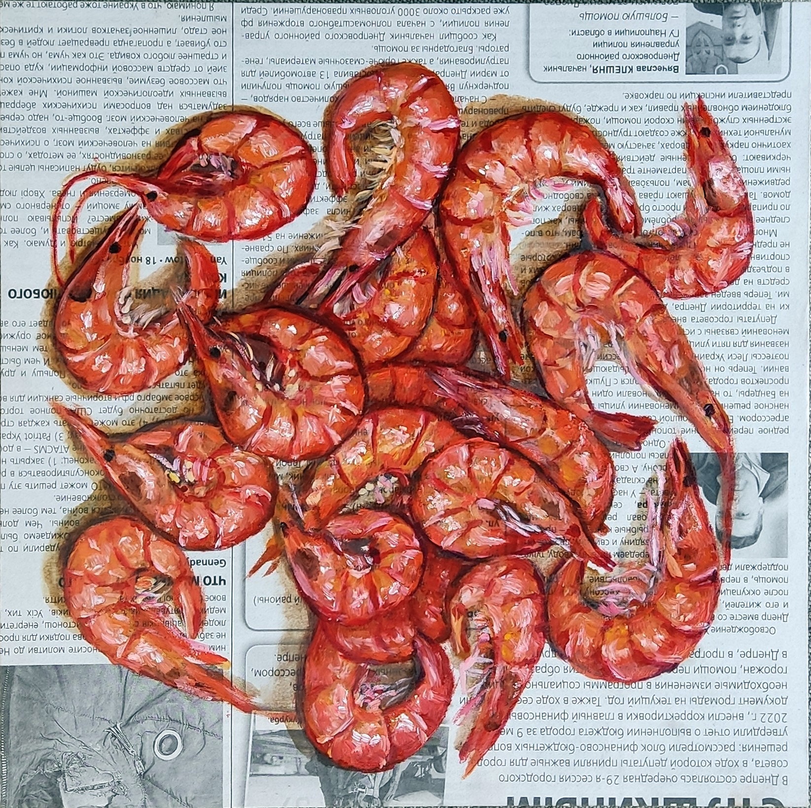 Catch of the Day Fine Newspaper Art Seafood Wall Decor With Shrimps in ...