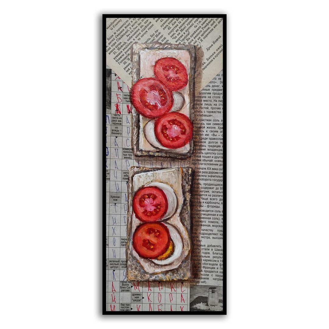 Tomato Sandwich Original Oil Painting Vegetable Sandwich Art Food ...