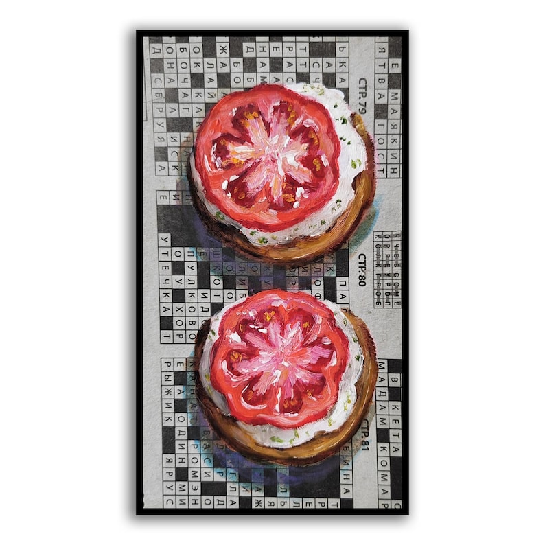 Tomato Sandwich Original Oil Painting Vegetable Sandwich Art Food ...