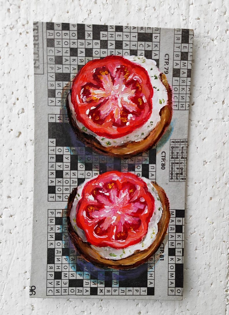 Tomato Sandwich Original Oil Painting Vegetable Sandwich Art Food ...