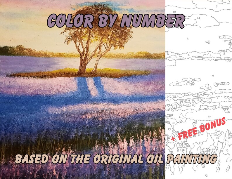 Color by Number Printable Page, DIY Landscape Painting Pbn for Adults ...
