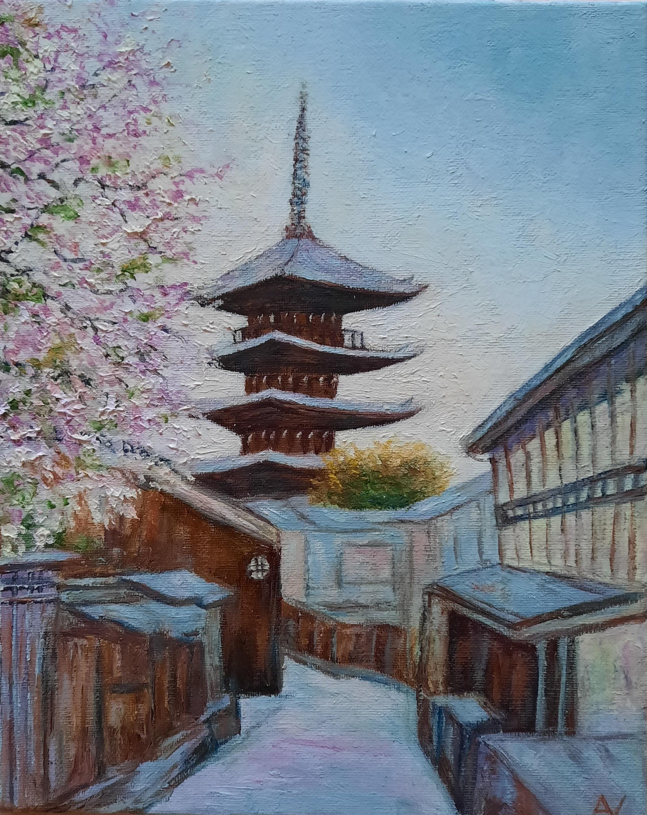 Japan Original Oil Painting, Kyoto Japanese Landscape Handmade Artwork ...
