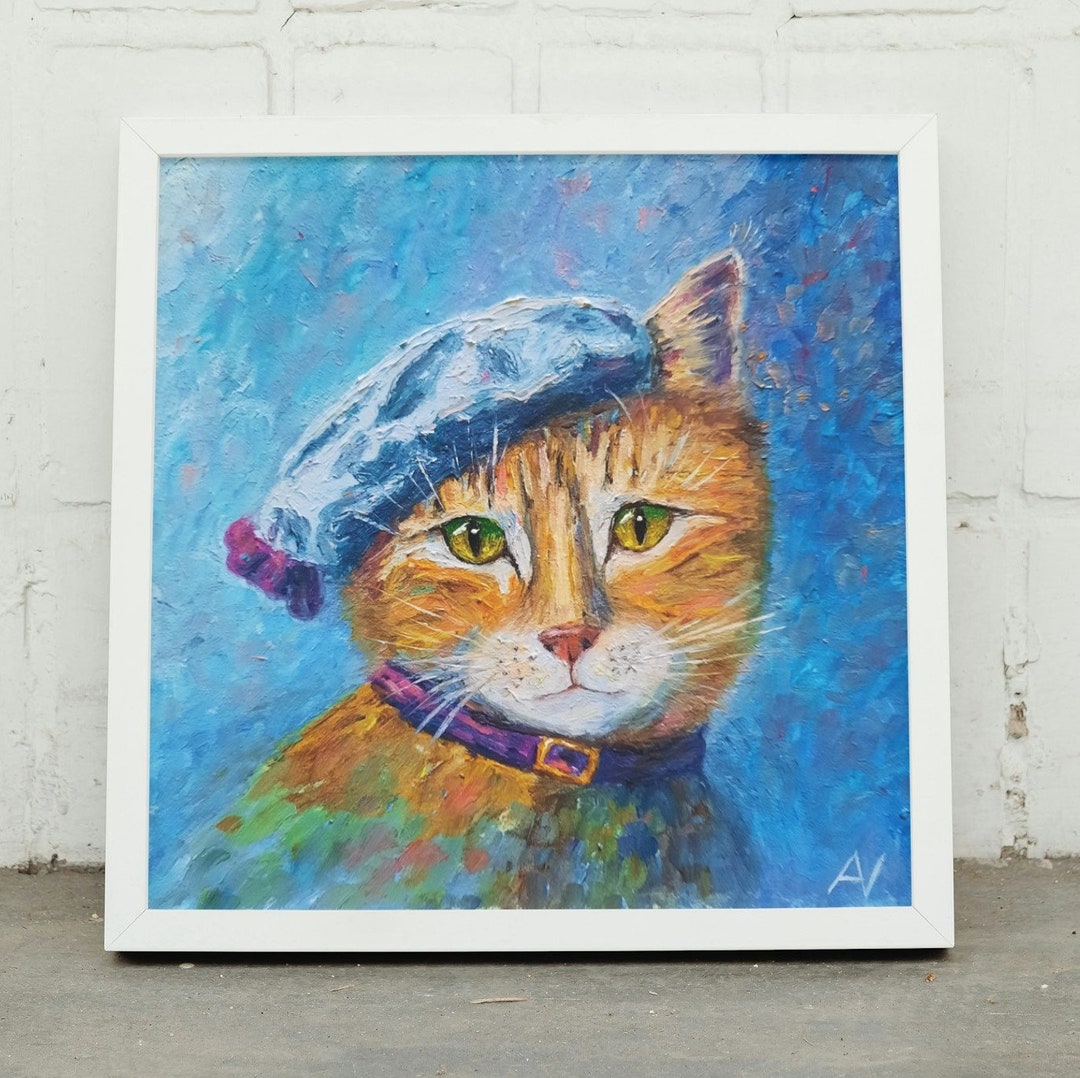 Philosopher Cat Original Oil Painting, Kinderzimmerdeko, the Cat in the ...