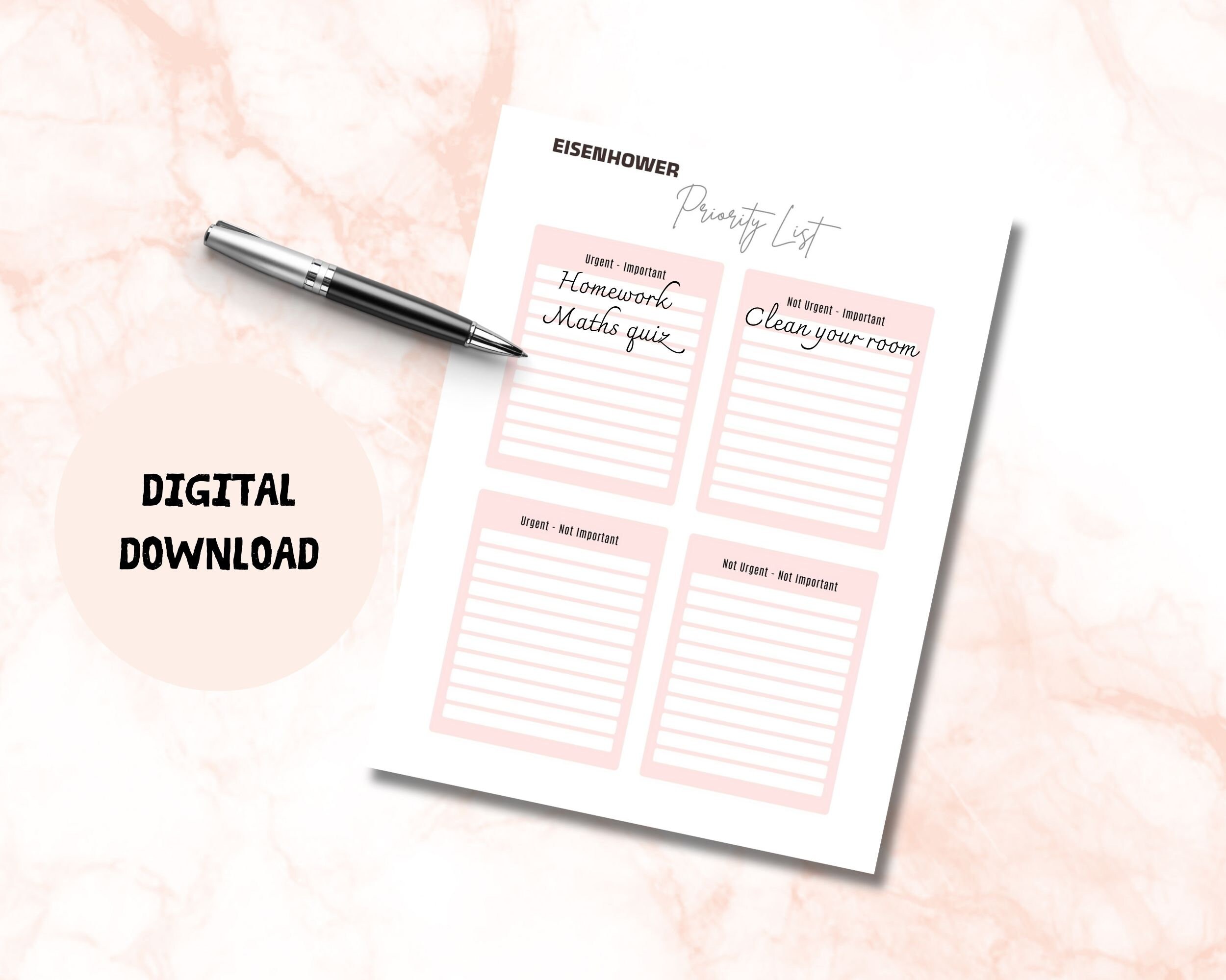 Time Management Planner Printable | Priority List | Eisenhower Matrix ...