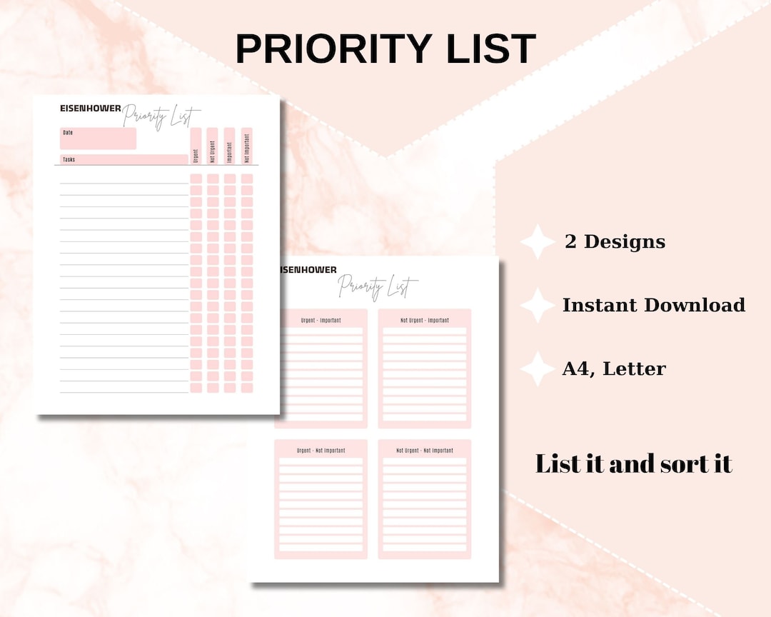 Time Management Planner Printable | Priority List | Eisenhower Matrix ...