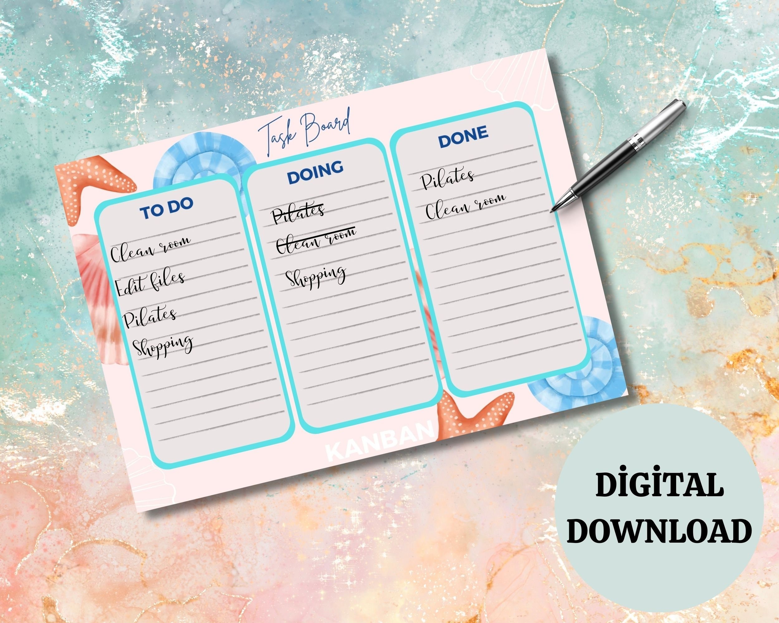 Task Planner Printable | Kanban Board | Task Board | Time Management ...