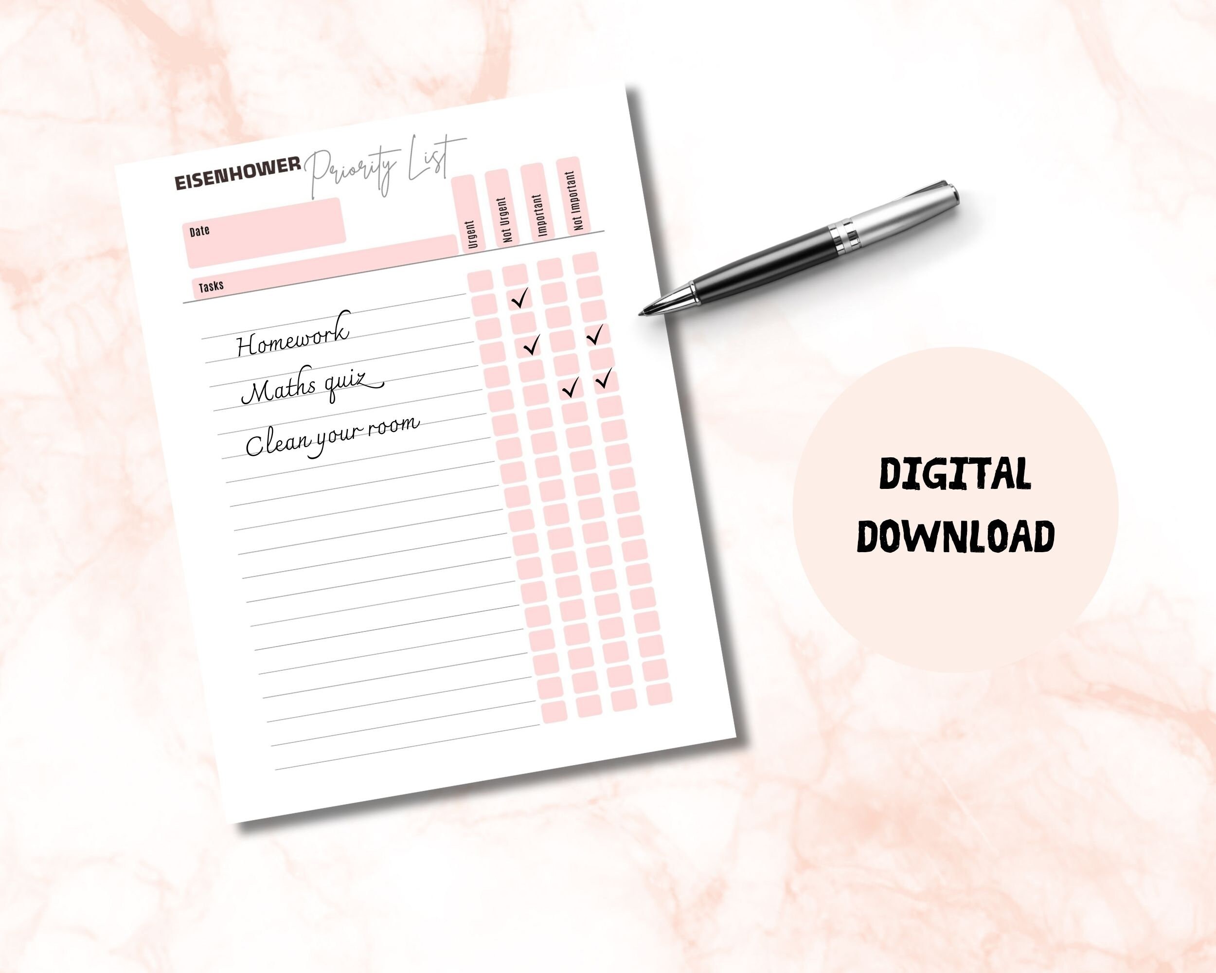 Time Management Planner Printable | Priority List | Eisenhower Matrix ...