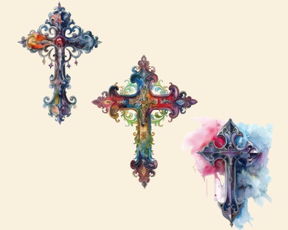 Beautiful Decorative Cross Clipart Set 9 PNG Images for DIY Crafts and ...