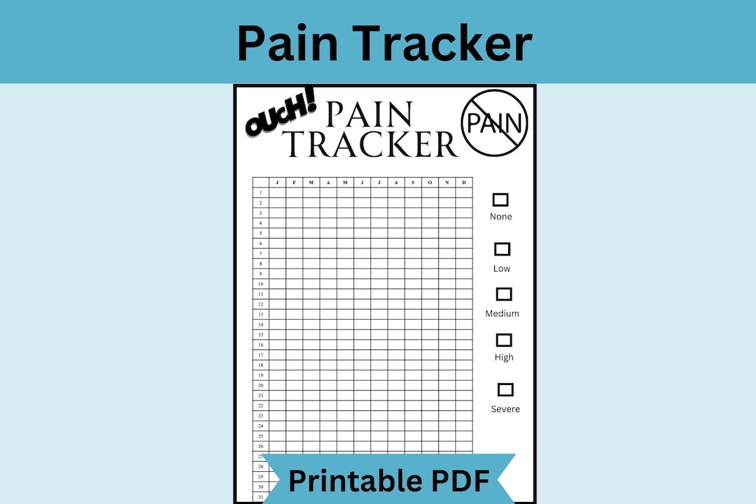 Printable Pain Tracker PDF: Organize and Monitor Your Pain Levels With ...