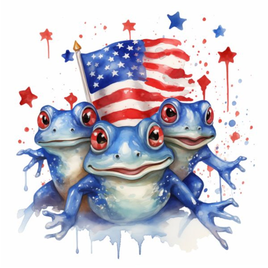 Colorful USA Flag Frogs: Digital Clipart for Party Invitations and Junk ...