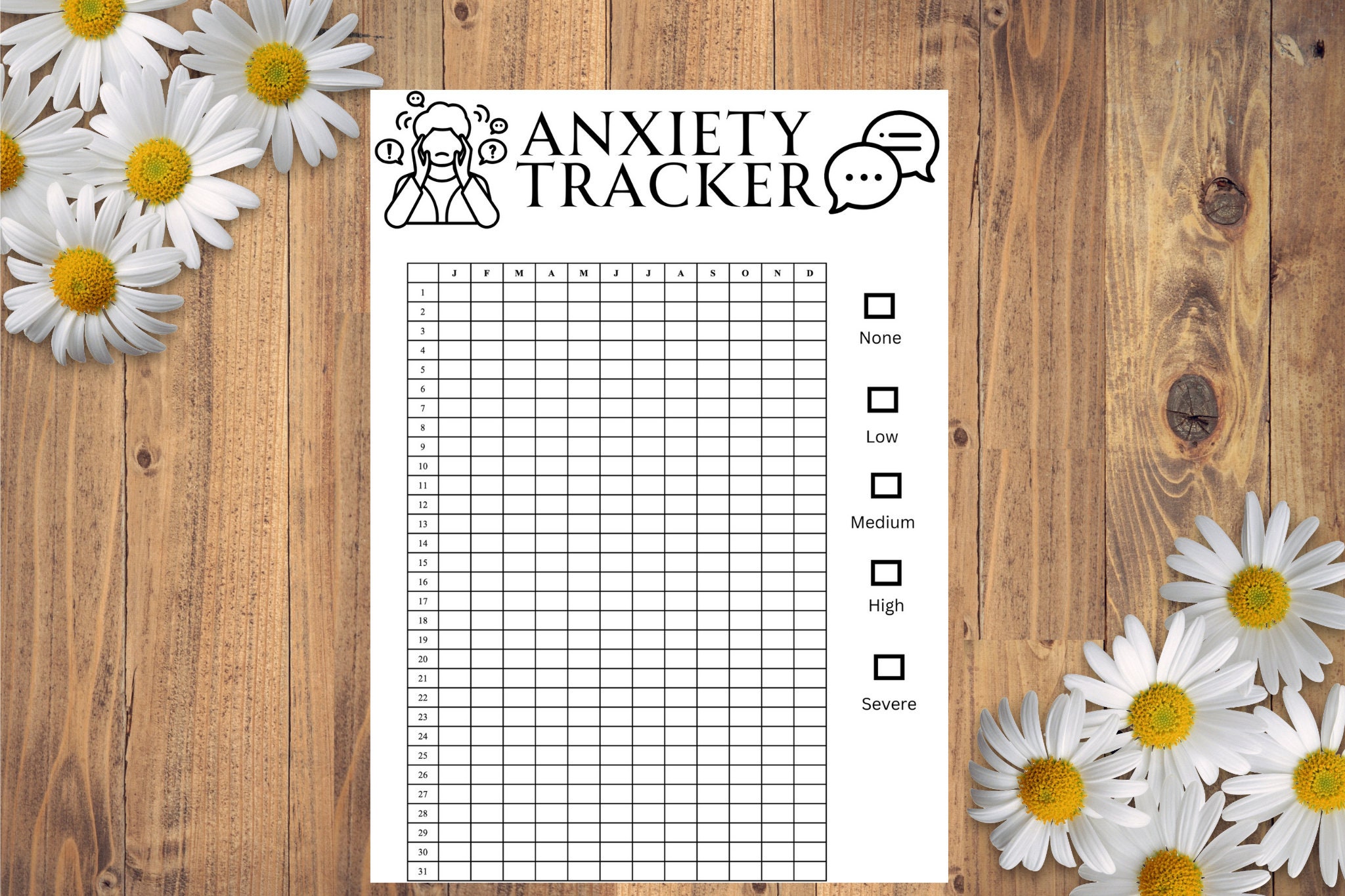 Printable Stress Tracker Daily Self-care Journal Digital Download ...