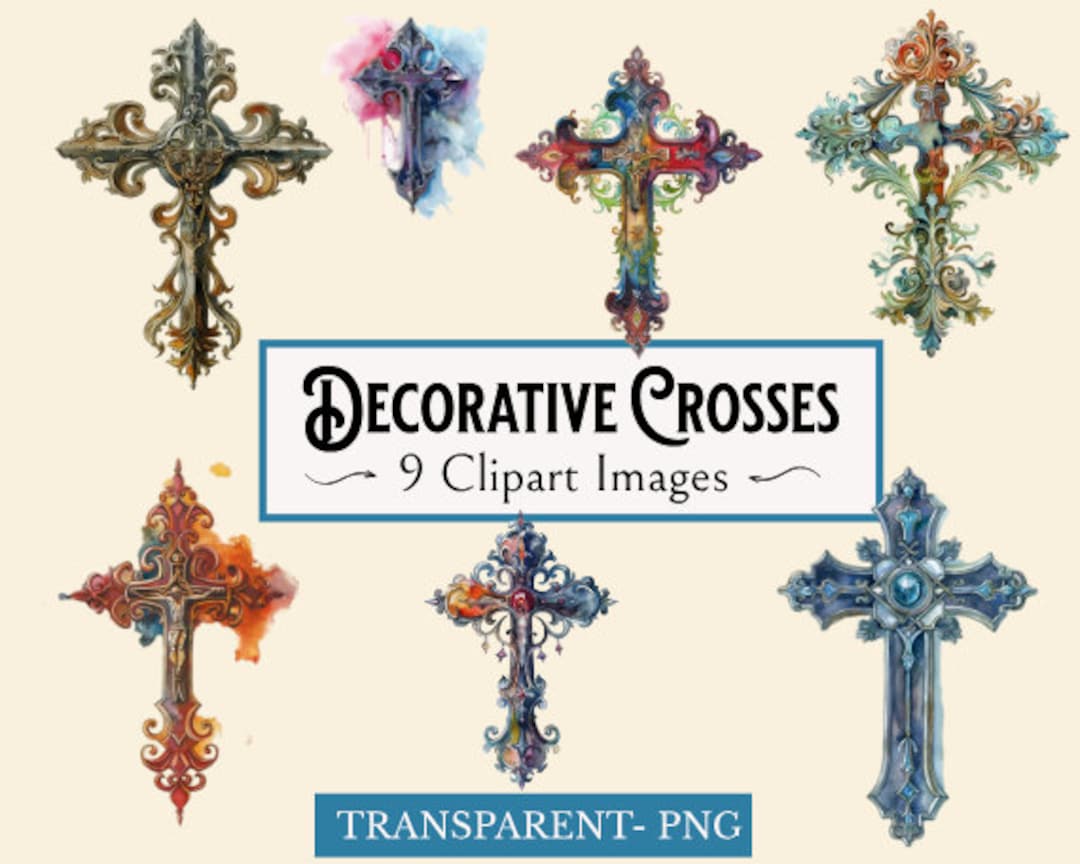 Beautiful Decorative Cross Clipart Set 9 PNG Images for DIY Crafts and ...
