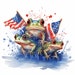 USA Flag Frogs: Digital Clipart for Party Invitations and Junk Journals ...