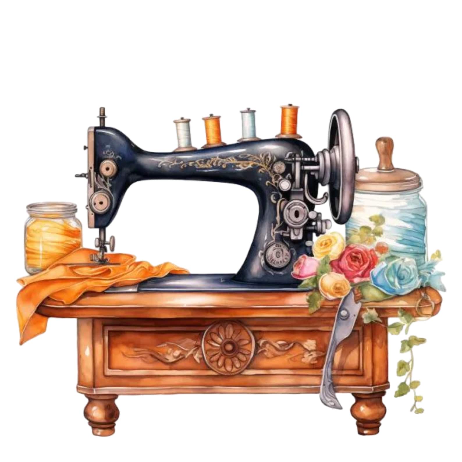 Charming Vintage Sewing Machine Clipart Image, DYI for Grandma's ...