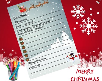 Printable Dear Santa Letter / Dear Santa Letter / Santa Letter ...
