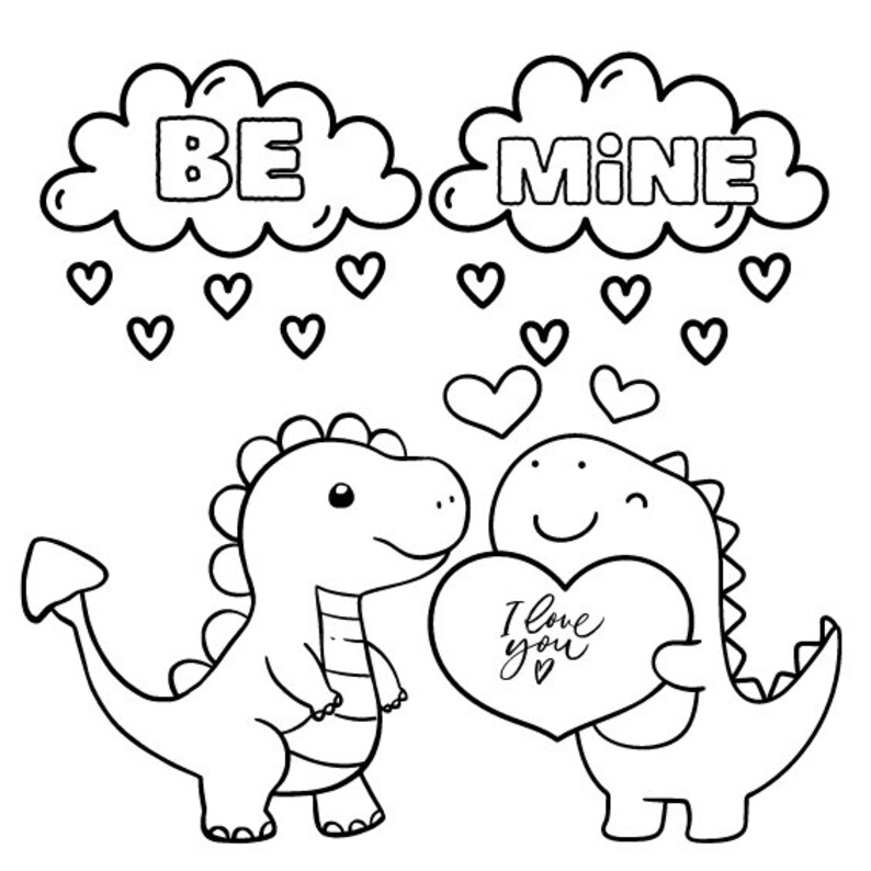 Valentine's Day Cute Animal Giraffe Bug Dinosaur Gnome Coloring Page ...