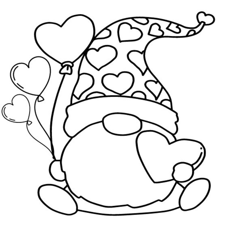 Valentine's Day Cute Animal Giraffe Bug Dinosaur Gnome Coloring Page ...