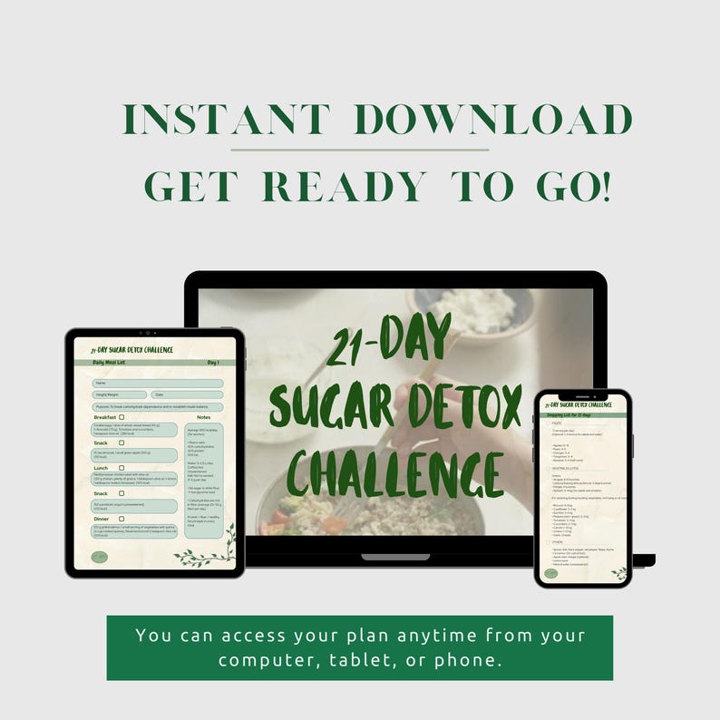 21-day Sugar Detox Challenge | Printable Wellness Planner (PDF) - Etsy