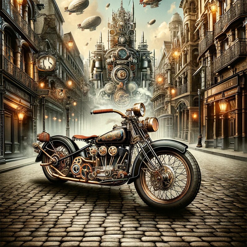 Steam Punk Motorbike Art Print Poster - Etsy
