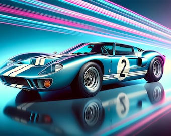 Ford GT40 in Gulf Colours No 6 Poster Print Original Art - Etsy