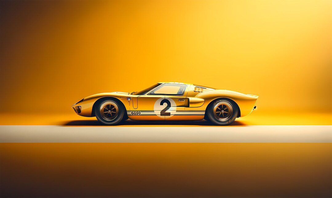 Ford GT40 Yellow Side Profile Print - Etsy