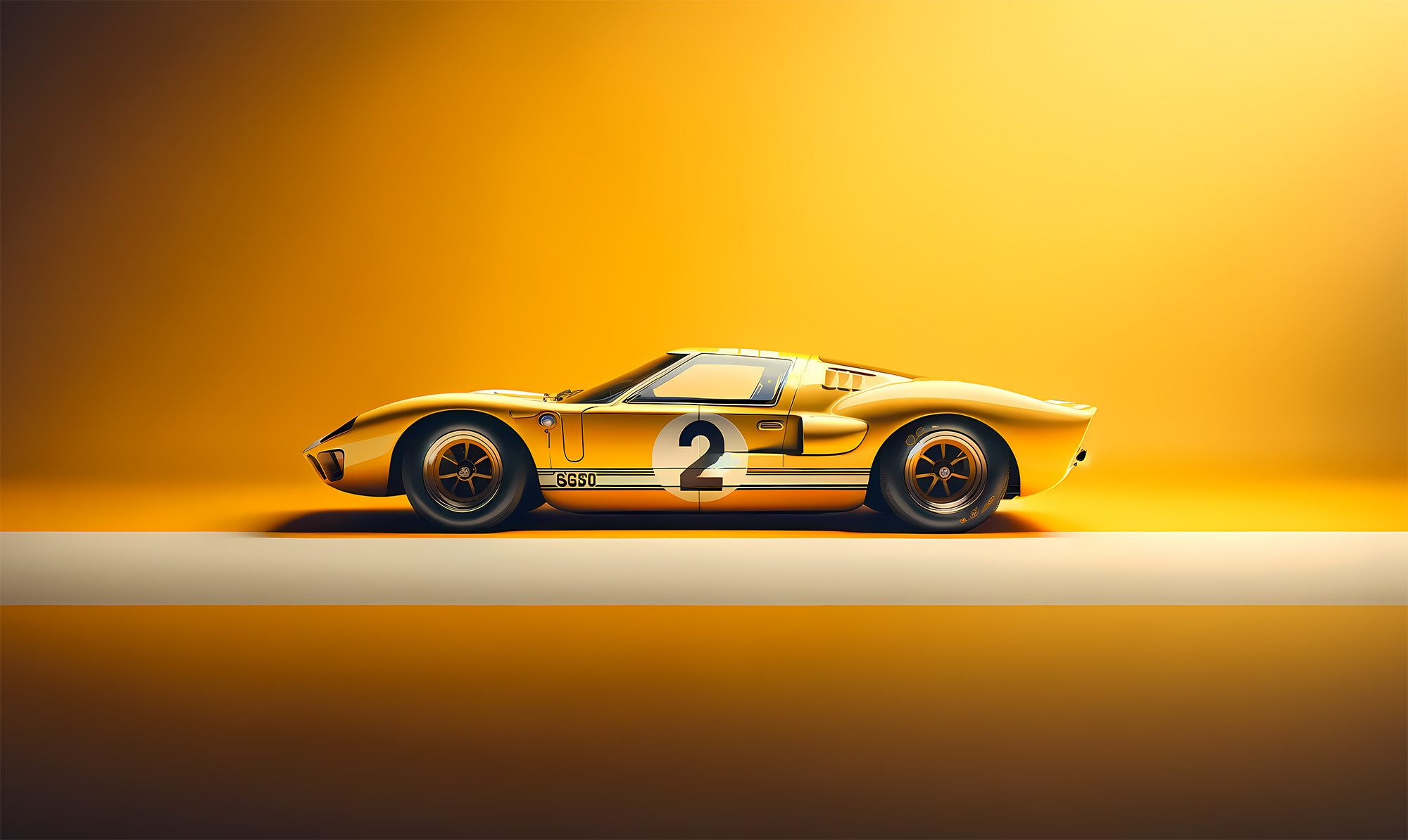 Ford GT40 Yellow Side Profile Print - Etsy UK