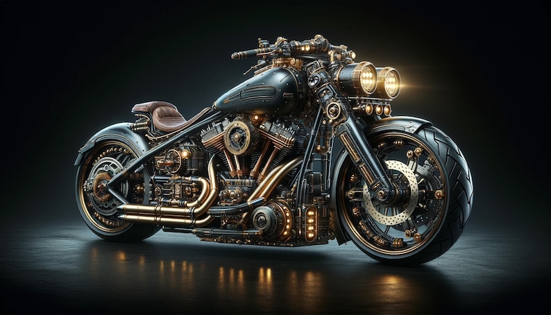 Steam Punk Motorbike Art Print, Harley Davidson Inspired Poster - Etsy