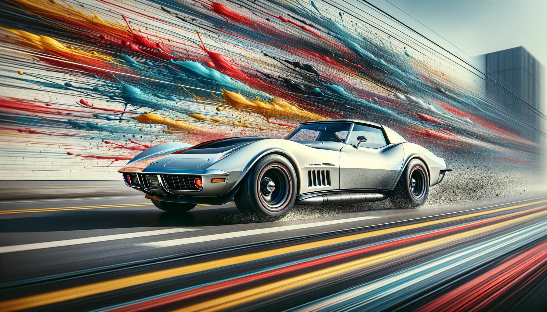 Corvette Speed Paint Splats, Chevrolet Corvette Stingray Abstract Art ...