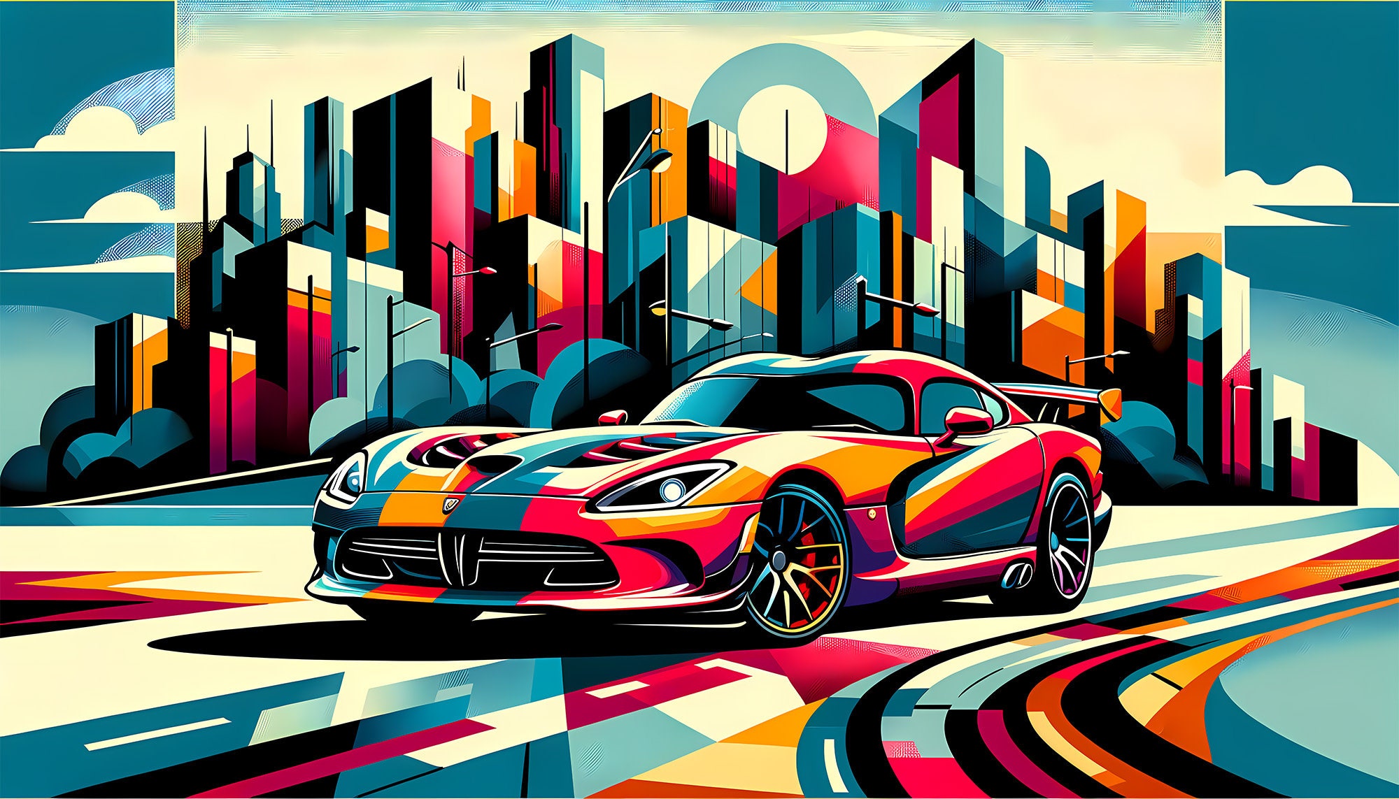 Dodge Viper Abstract Cubism Print - Etsy