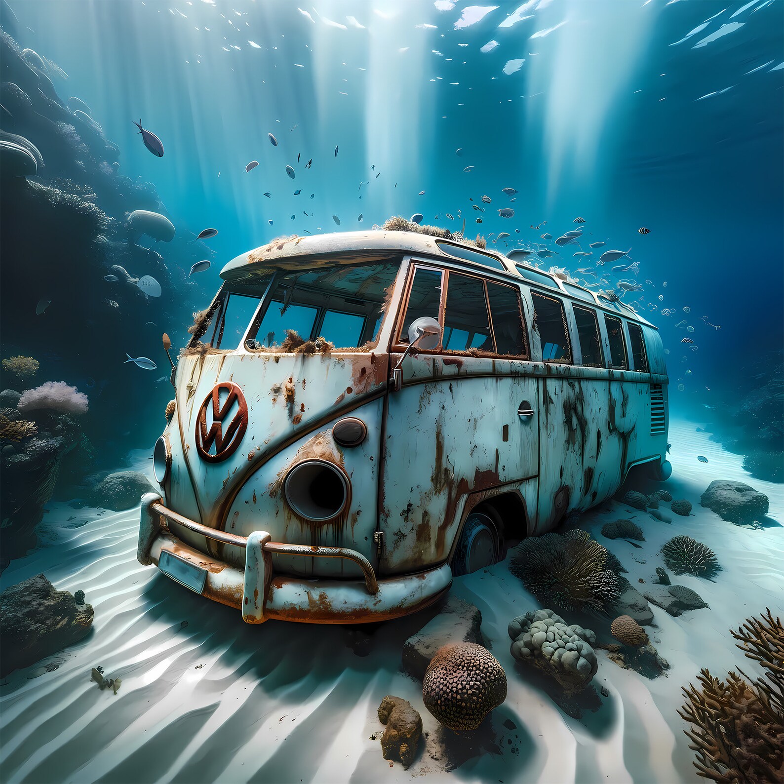 Volkswagen Split Screen Under Water Print - Etsy