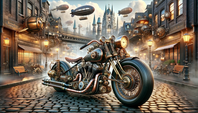 Steam Punk Motorbike Art Print, Harley Davidson Inspired Poster - Etsy