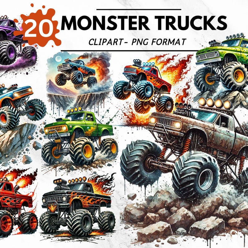 Monster Jam Clipart - Etsy