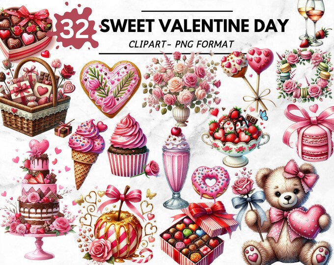 Watercolor Sweet Valentines Clipart, Valentines Cupcake Clipart 16 High ...