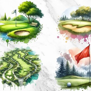 Watercolor Golf Clipart Bundle, 36 Golf PNG Images, Golf Clubs, Golf ...
