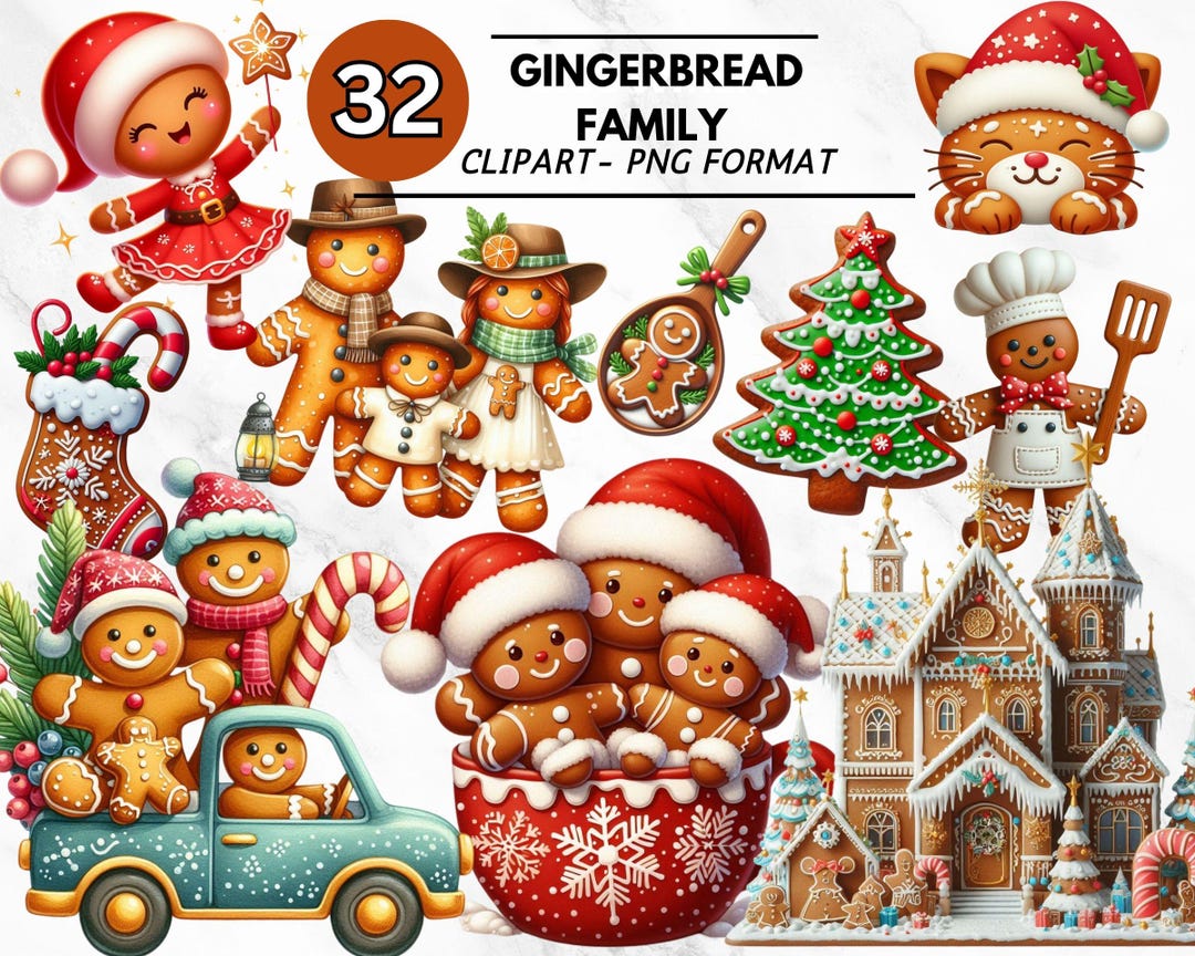 Gingerbread Man Clipart Bundle, Christmas Cookie, Holiday Printables ...